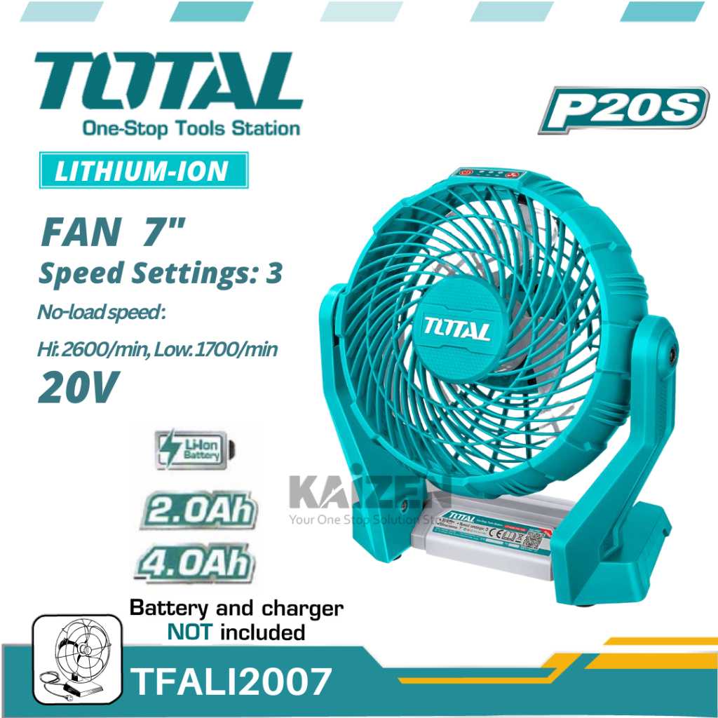 TOTAL TFALI2007 Lithium-ion Fan 7" | Kipas Bateri | Shopee Malaysia