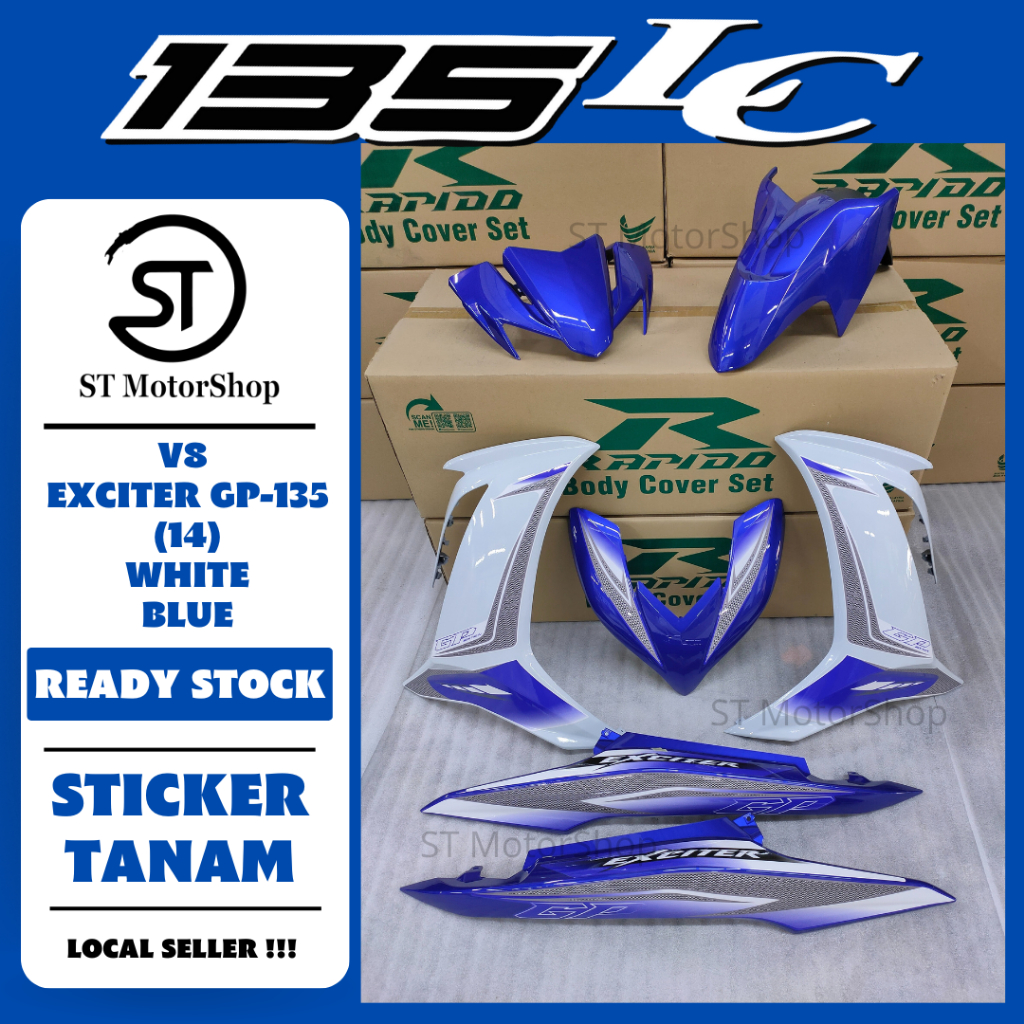 YAMAHA LC-135 LC135 V8 EXCITER GP-135 (14) WHITE BLUE COVER SET ...