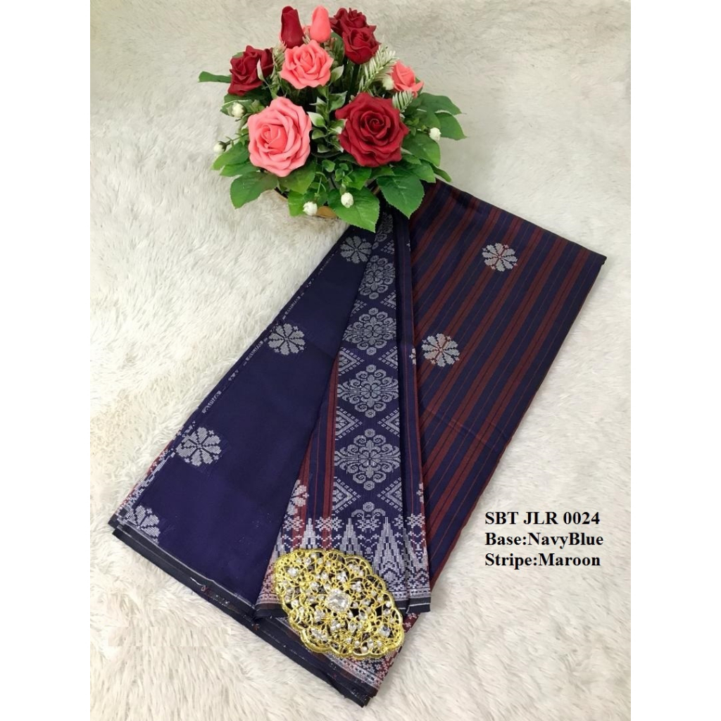 Songket Bunga Tabur Jalur sepasang 4.25 meter (Dark Color) | Shopee ...