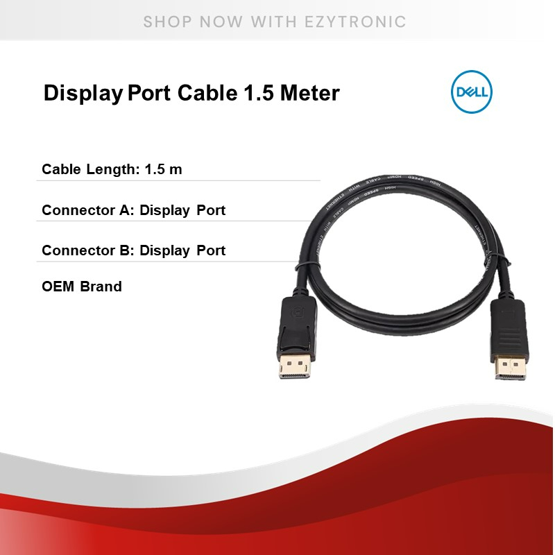Dell Original Display Port Cable for Laptop Monitor Connect Extend ...