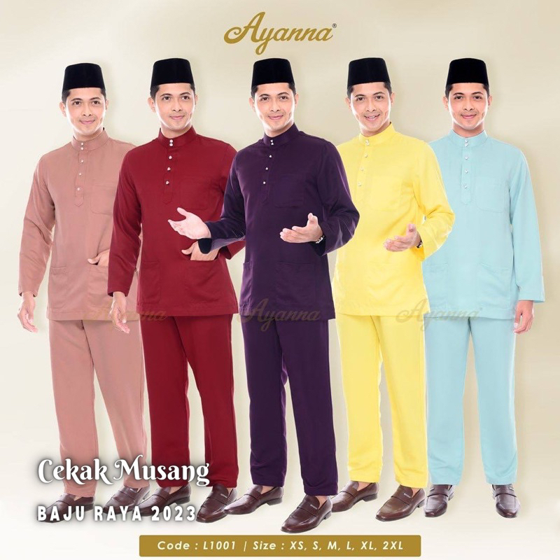Cekak Musang L1001 - Baju Melayu Moden Cekak Musang. Baju Melayu Sedondon Ayah Anak. Baju Raya ...