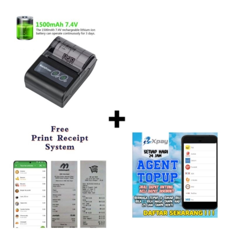 MPT - 𝗙𝗥𝗘𝗘POS!! Bluetooth Receipt Printer SRS Thermal Resit 58mm Print ...