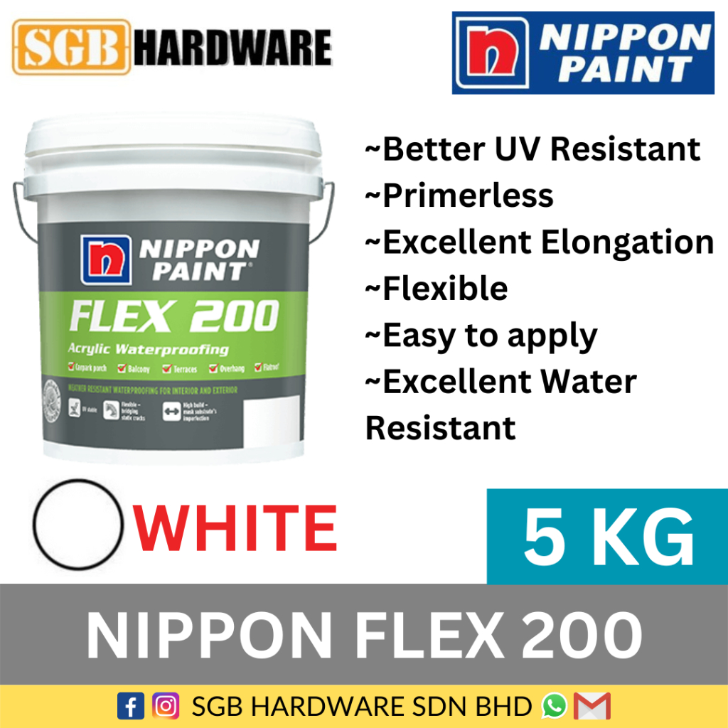 Nippon Paint FLEX 200 5kg Acrylic Waterproofing Paint / Nippon Flex200 5kg UP | Shopee Malaysia