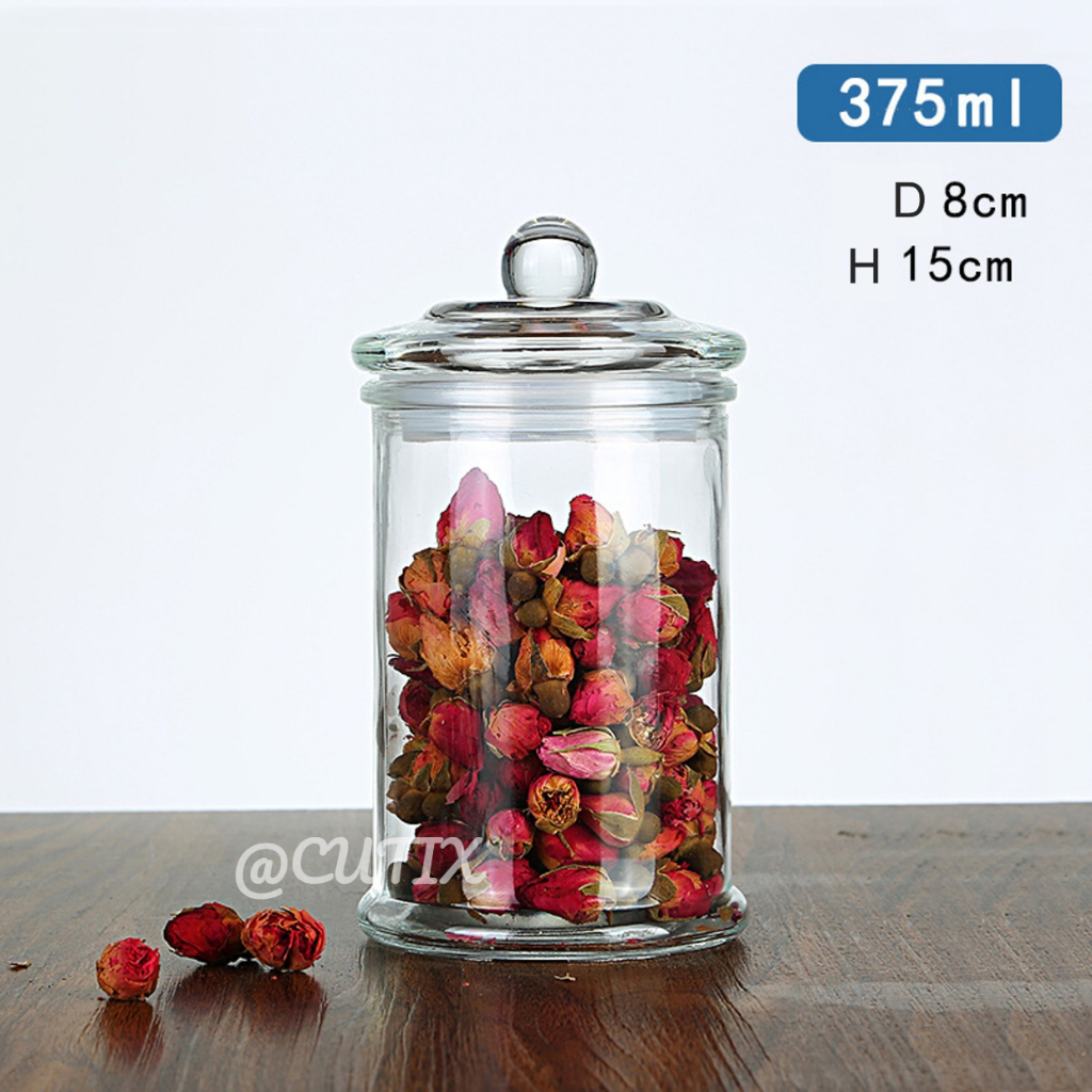 [Set 4-6pcs] 375ml Airtight Glass Cookies Jar Storage Container Bottle ...