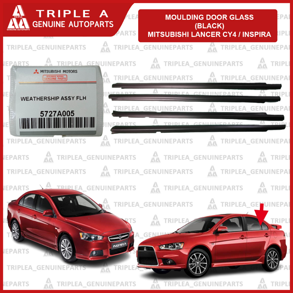 Proton Inspira Mitsubishi lancer Chrome black Door Glass Rubber Outer ...