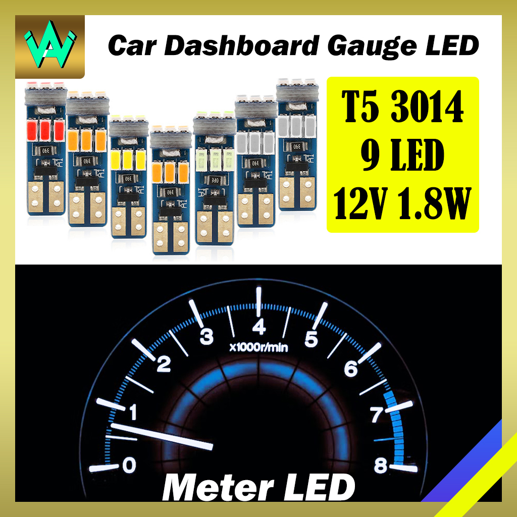 LED Bulb Car Motorcycle T5 12V Wedge Meter Dashboard LED 9 SMD 3014 ...