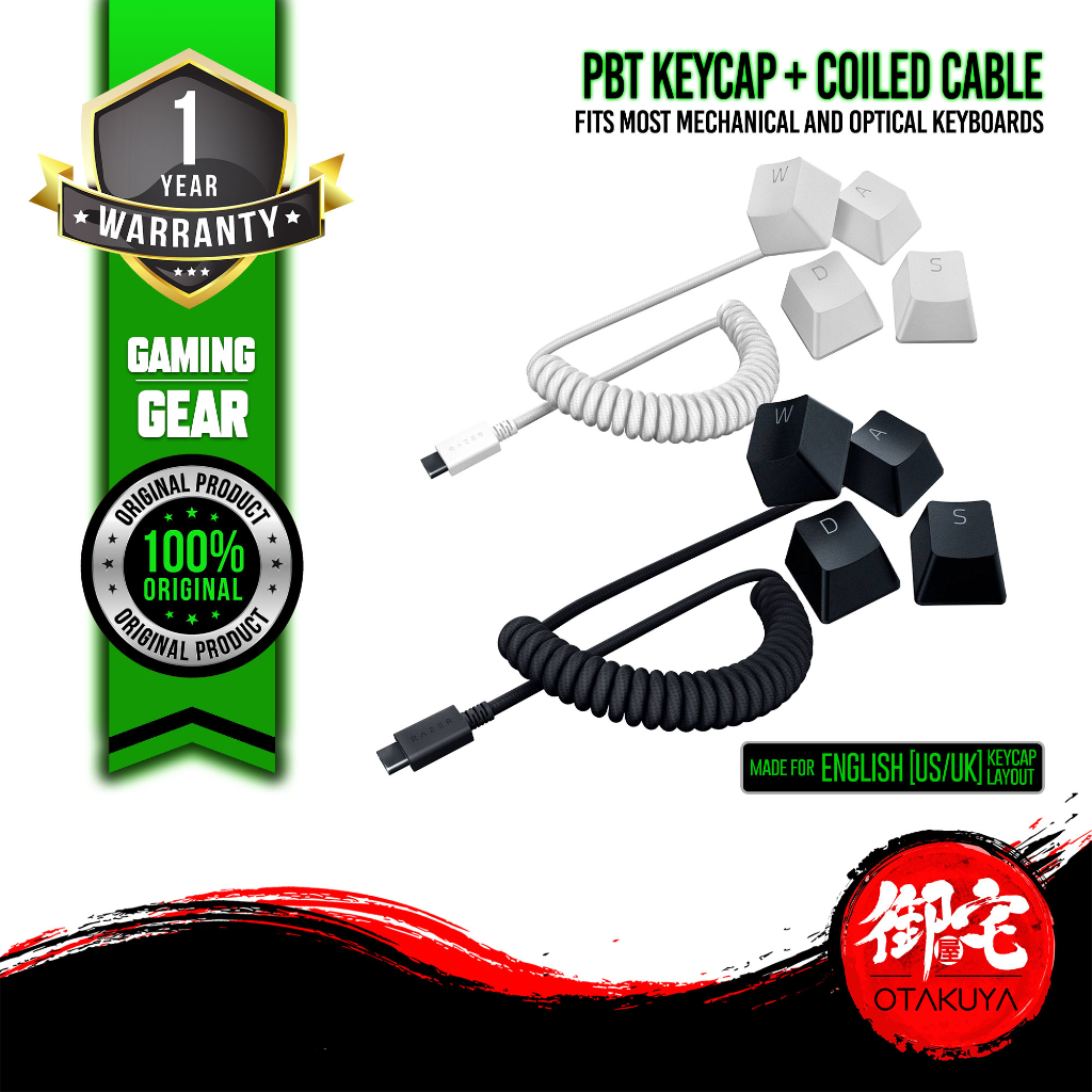 RAZER PBT Keycap + Coiled Cable Upgrade Set - Double Shot PBT Keycaps ...