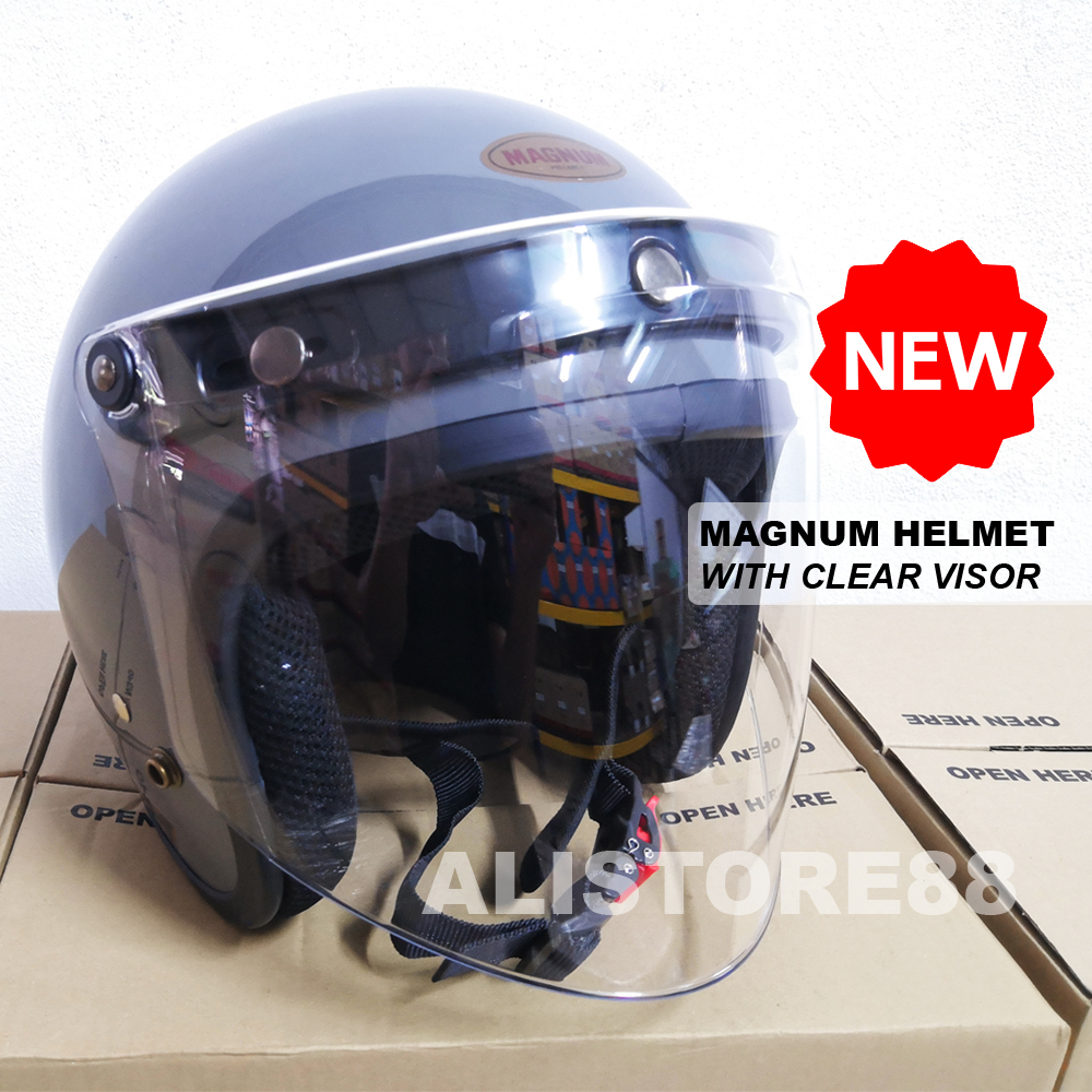[NEW] MAGNUM HELMET WITH CLEAR VISOR-CEMENT GREY | Shopee Malaysia