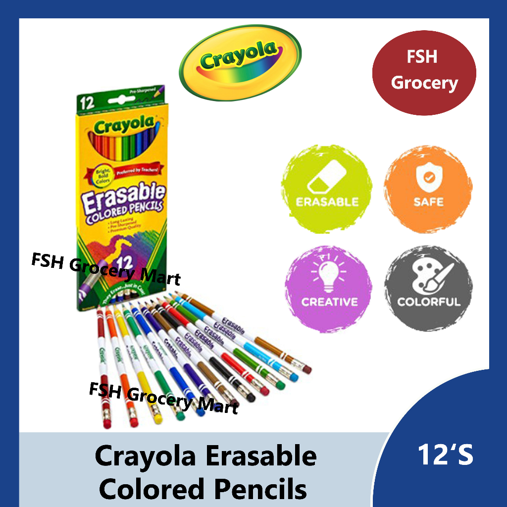 Crayola Erasable Colored Pencils Kids Coloring Tool Home n School ...
