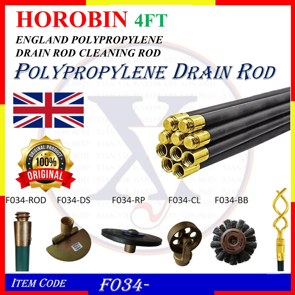 F034- ENGLAND HOROBIN CLEANING ROD POLYPROPYLENE DRAIN SCRAPER PLUNGERS ...