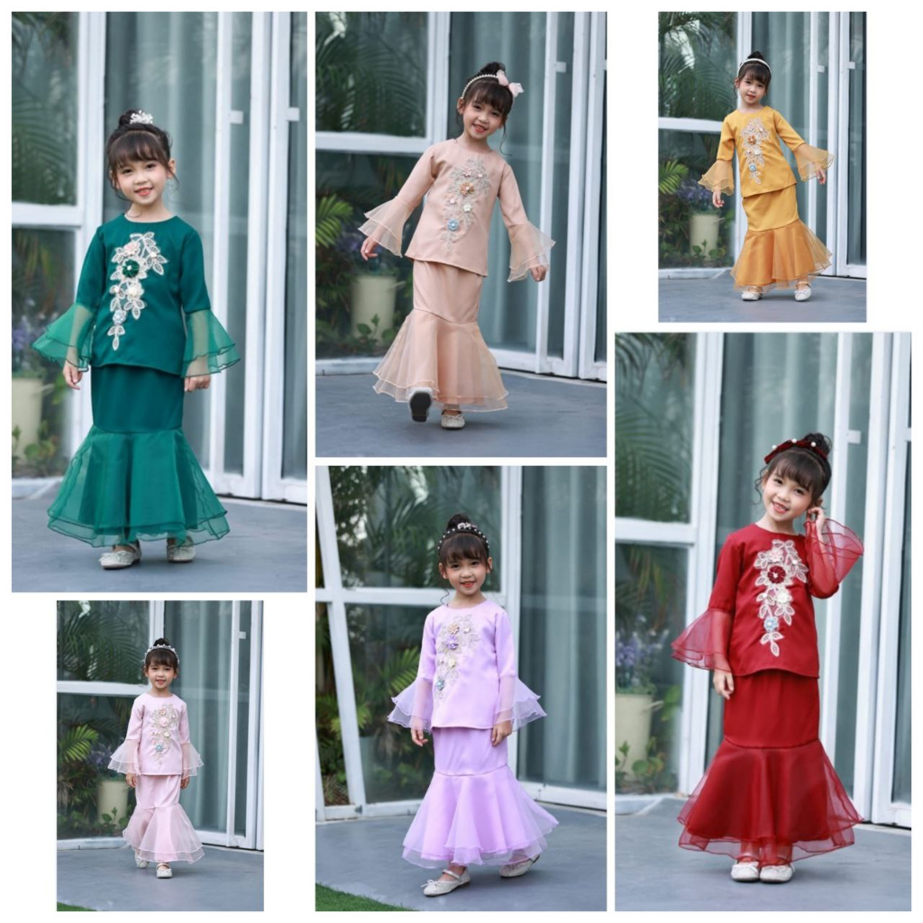 Mooda Kids 3D Flower Baju Raya PEPLUM Saloma MERMAID Kids Baju Kurung ...