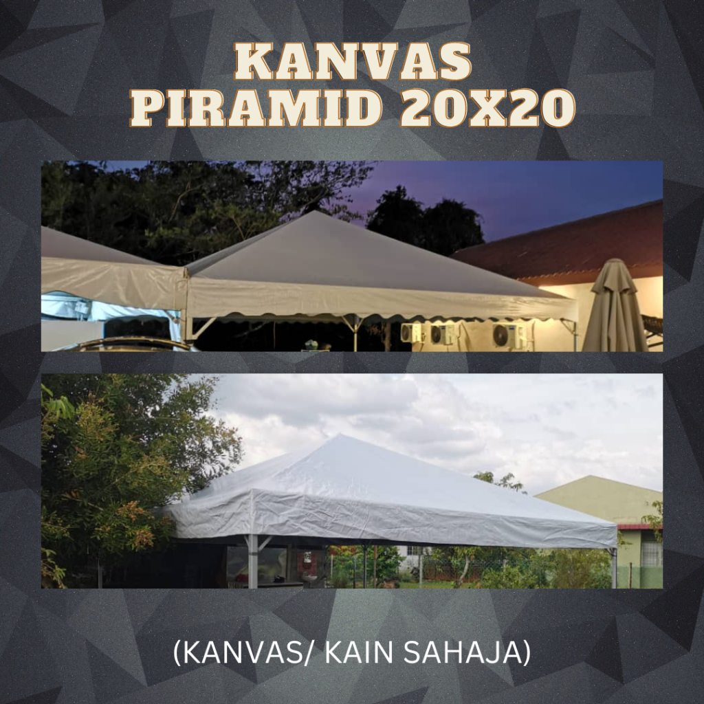 KAIN KHEMAH PIRAMID SAIZ 20ft X 20ft WARNA PUTIH KELABU | Shopee Malaysia