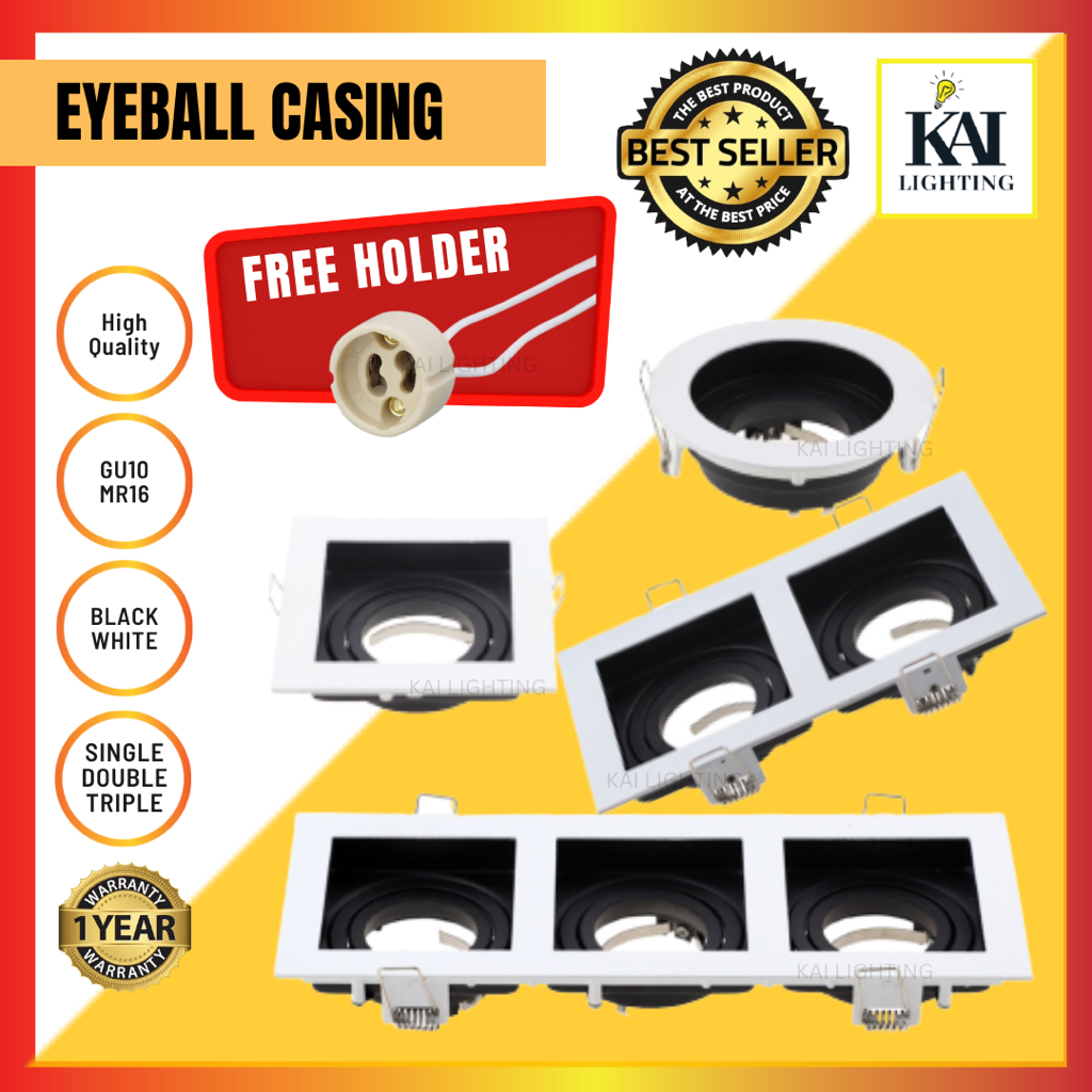 LED Eyeball Fitting/Casing Black/White Downlight Casing | Shopee Malaysia