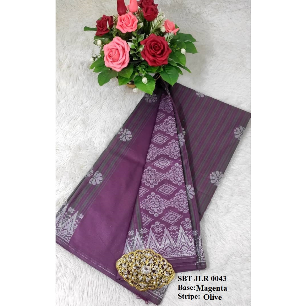 Songket Bunga Tabur Jalur sepasang 4.25 meter (Dark Color) | Shopee ...