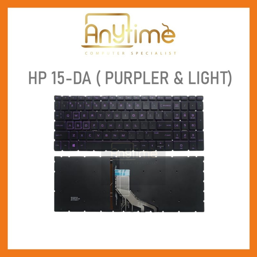 KEYBOARD FOR HP 15-DA PURPLE, BACKLIGHT 15-CX 4 15-DB 15-DX 15S-DU TPN ...