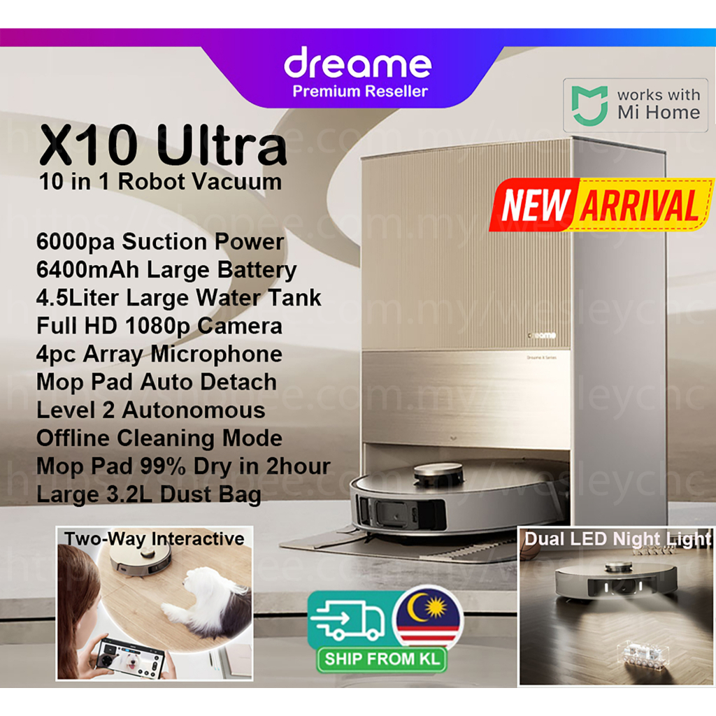 Dreame X10 Ultra Robot Vacuum | Auto Attach/Detach Mop Pad | LED Night ...
