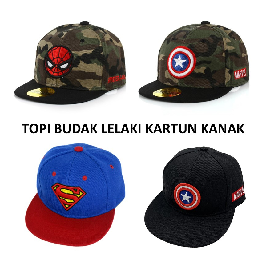 Topi budak lelaki kartun kanak | Cap kids boy spiderman captain america ...