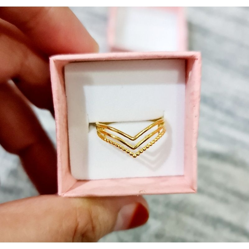 Triple V Ring, cincin, gold, emas916, emas original | Shopee Malaysia