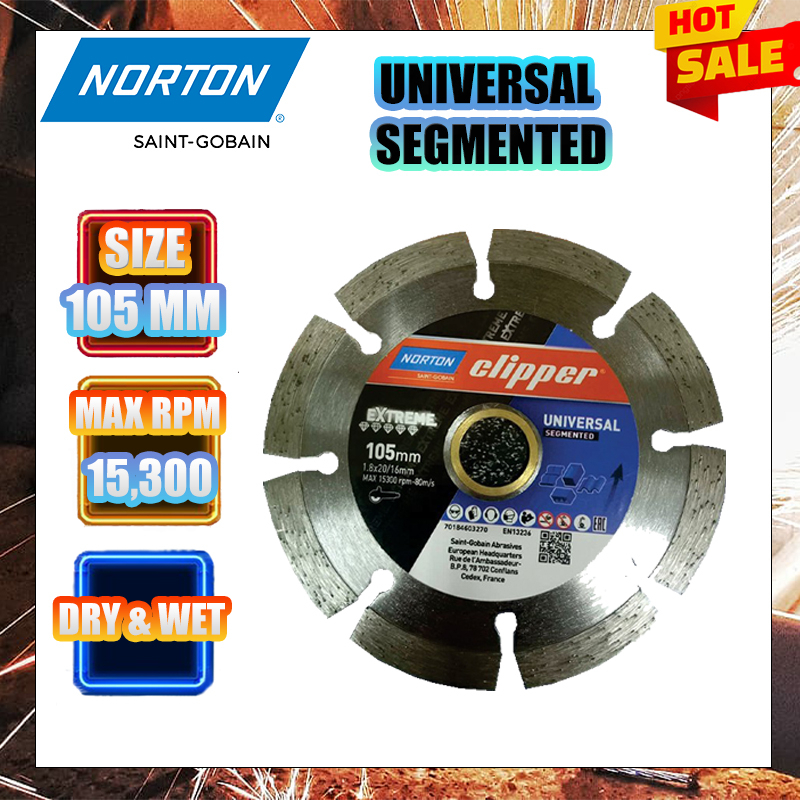 NORTON Clipper 4 Inch Extreme Universal Segmented Diamond Cutting Wheel ...