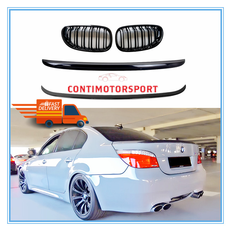 BMW 5 SERIES E60 FIT REAR M5 MP STYLE SPOILER GRILL GRILLE 520i 525 528 ...