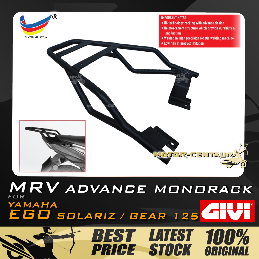 MONORACK GIVI (MV/MRV) FOR ALL YAMAHA MOTORCYCLES LC135,Y15ZR,Y16ZR,EGO ...