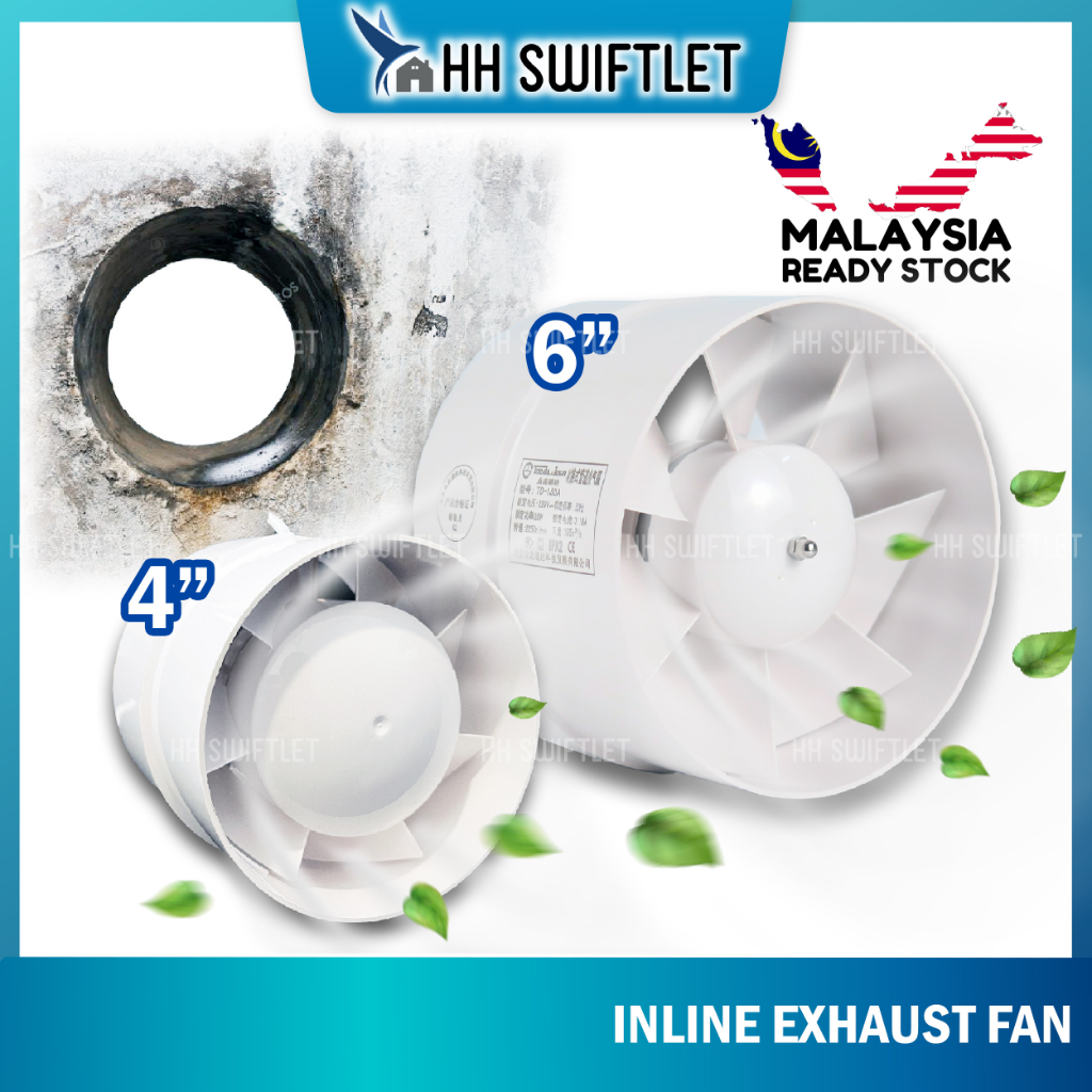4" / 6" Inch Inline Exhaust Fan / Kipas Ekzos / Ventilation Fan / Duct ...