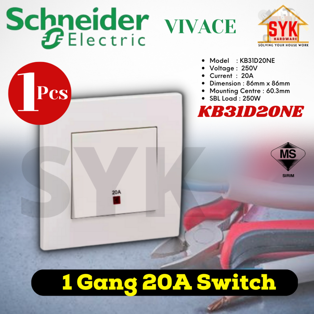 SYK Schneider Vivace 13A 15A 1Gang 2Gang 3Gang 4Gang 1Way 2Way Bell ...