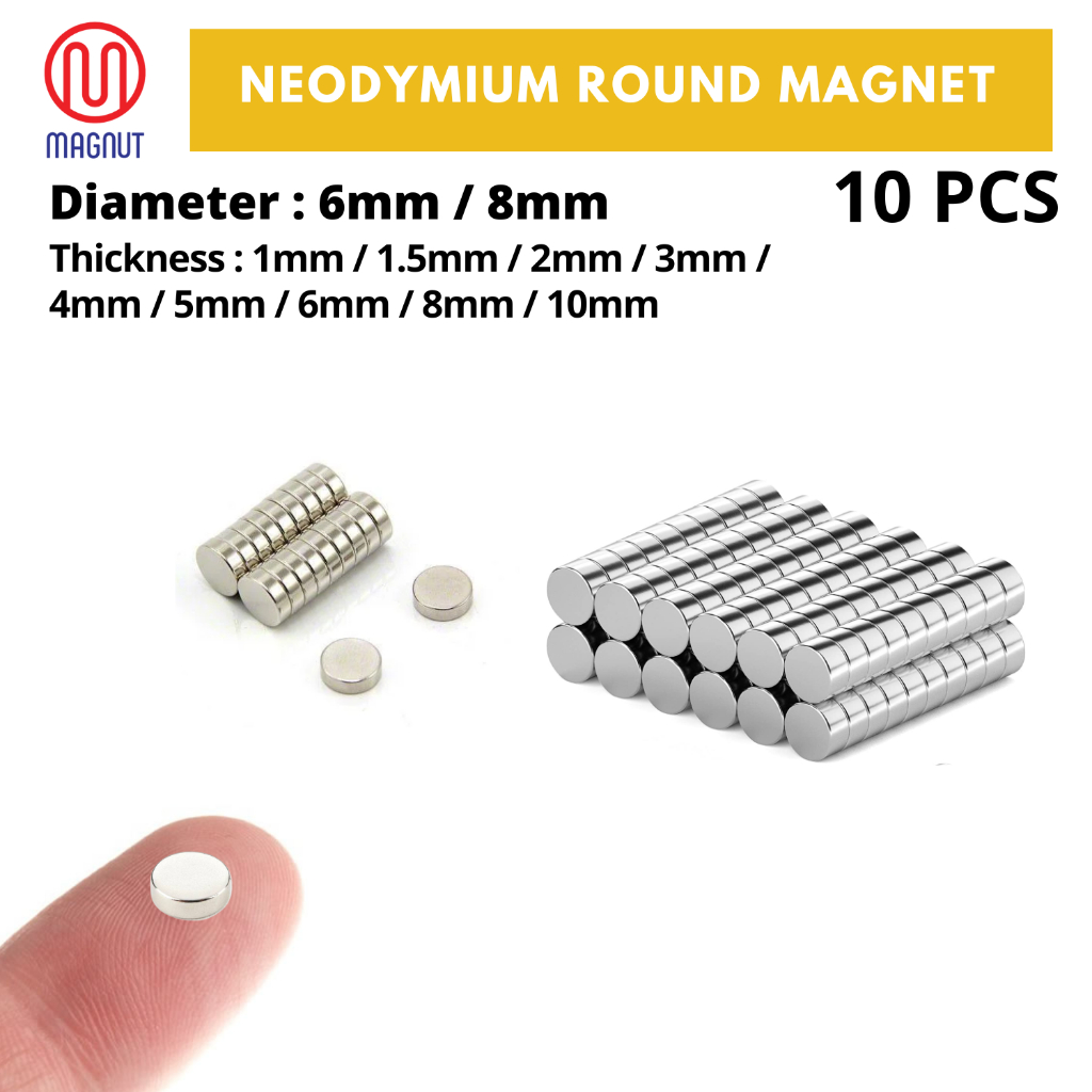 10 pcs Diameter : 6mm/8mm Neodymium strong round magnet / SUPER STRONG ...