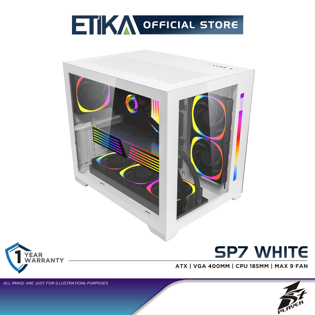 1st Player SP7 White | Standard ATX Side Tempered Glass PC Gaming ...