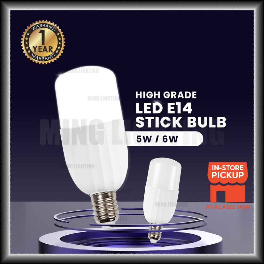 LED E14 Mentol Lampu 5W 6W Stick Bulb Energy Saving Table Lamp ...
