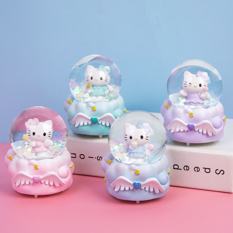 Hello Kitty Bola Kristal Crystal Ball Colorful Light Snowflake Rotate ...