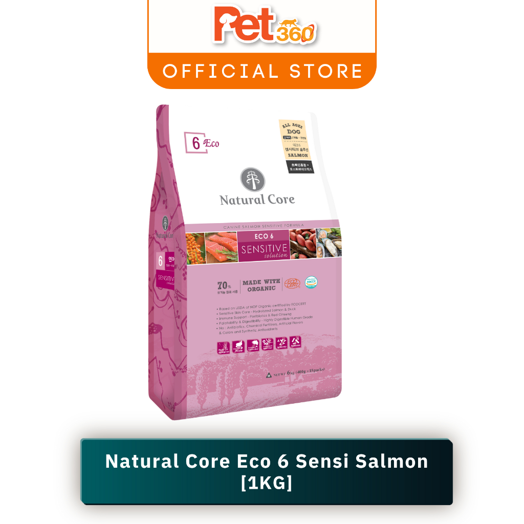 Natural Core Eco 6 Organic Sensitive Salmon Dog Food (1kg) | Shopee ...