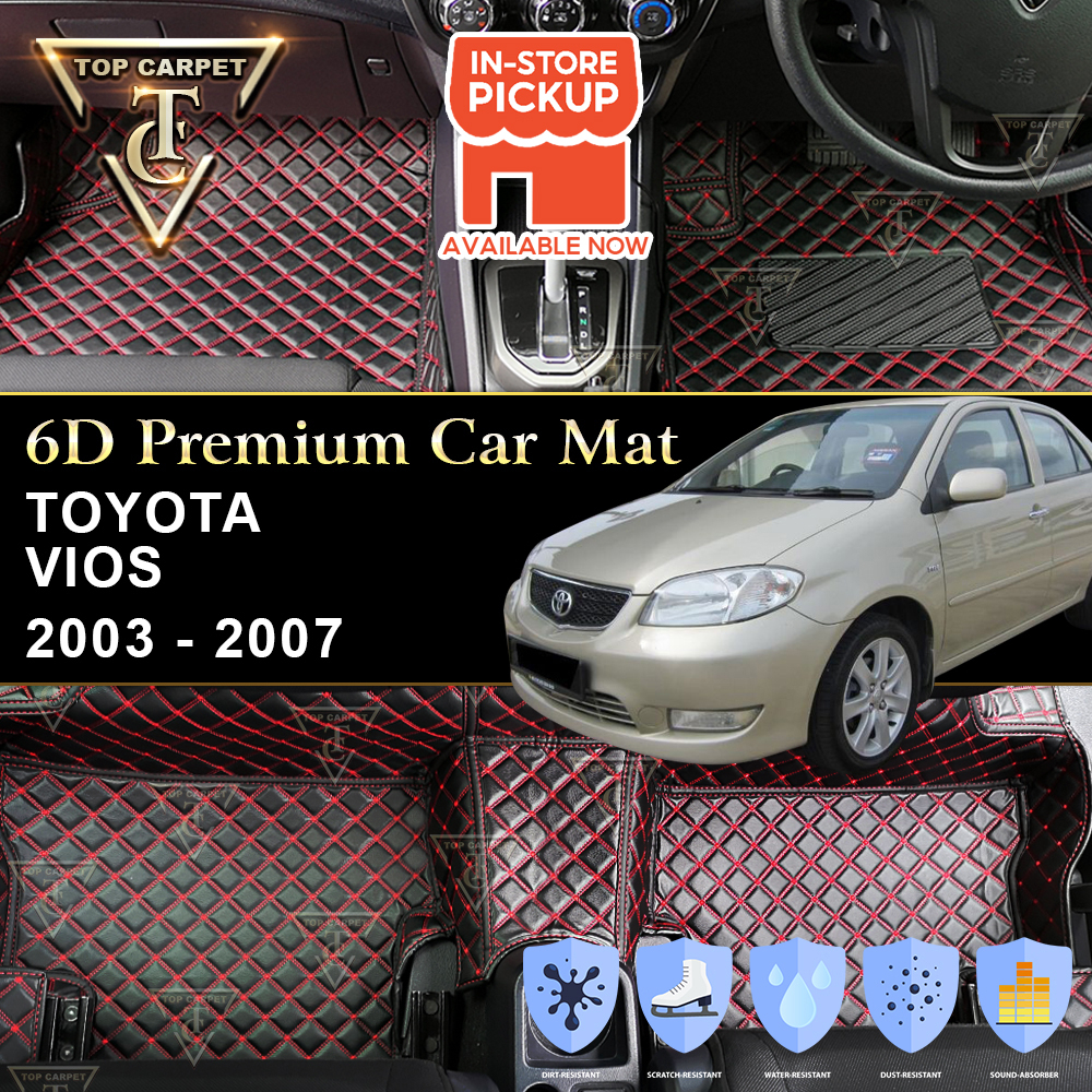 TOYOTA VIOS ( 2003 - 2007 ) NCP42 6D PU Leather Car Carpet VIP Car Mat ...