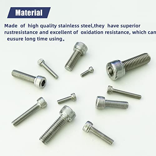 M2.5 M3 M4 M5 M6 M8 Hex Socket Cap Head Screws 304 Stainless Steel SHINY SURFACE Allen Bolt Skru ...