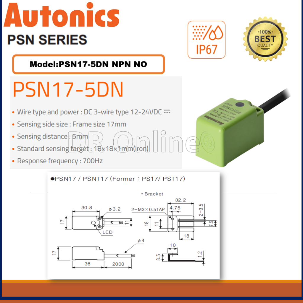 Autonics Proximity Sensor PSN17-5DN M17 5MM DC 3WIRE 12-24VDC | 5MM ...