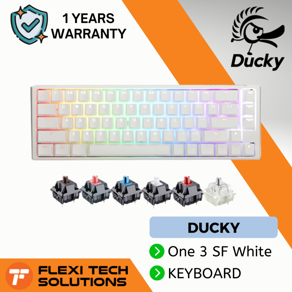 Flexi Tech DUCKY One 3 SF White RGB Mechanical Keyboard Cherry MX ...