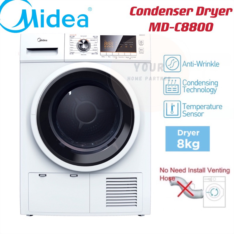 Midea Condenser Dryer 8KG MD-C8800 Mesin Dryer Pengering Baju | Shopee ...