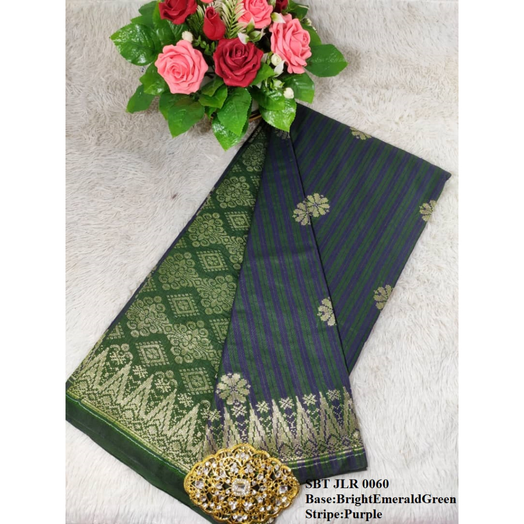 Songket Bunga Tabur Jalur sepasang 4.25 meter (Dark Color) | Shopee ...