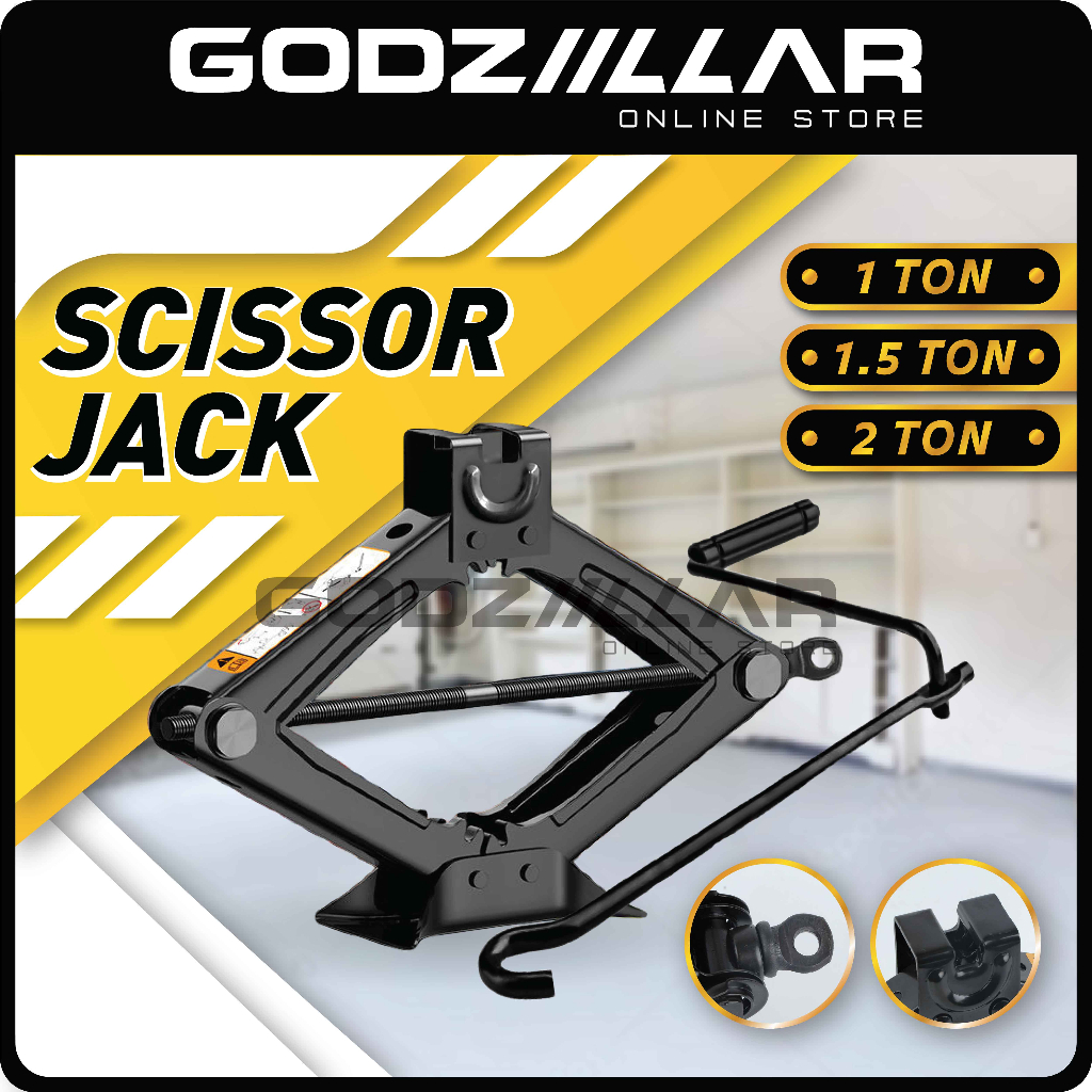 (Godziillar) Scissor Jack Car Repairing Tool 1.0 / 1.5 / 2.0 Ton Car ...