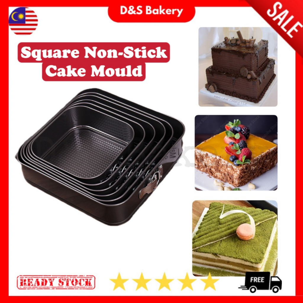 🇲🇾 D&S 7/8/9 inches Non-stick Square Baking Pan Mould Removable Bottom ...