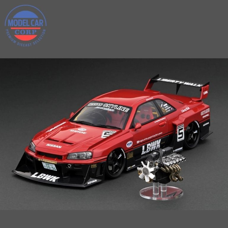 Ignition Model LB-ER34 Super Silhouette SKYLINE Red/Black #5 With L28 ...