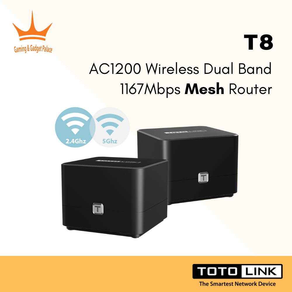 TOTOLINK T8 AC1200 Dual Band Smart Home WiFi Mesh Router (Pack of 2 ...