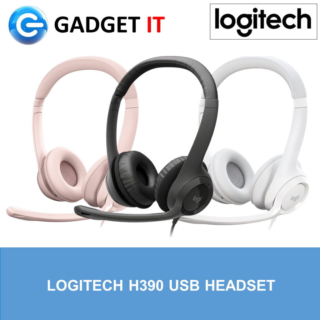 LOGITECH H390 WIRED HEADSET FOR PC/LAPTOP, STEREO HEADPHONES WITH NOICE CANCELLING MIC, USB-A ...