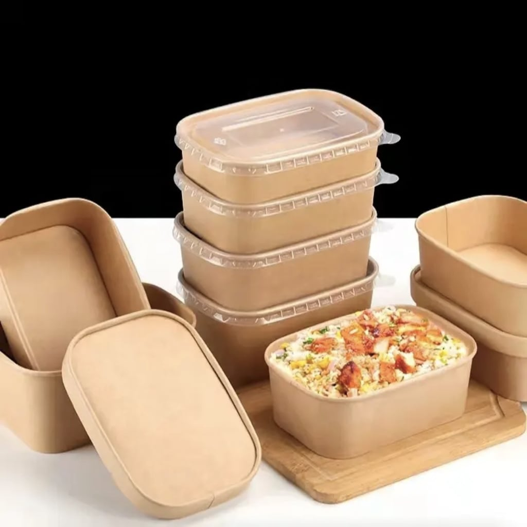 750ml / 1000ml Eco-Friendly Premium Kraft Take Away Rectangular Lunch ...