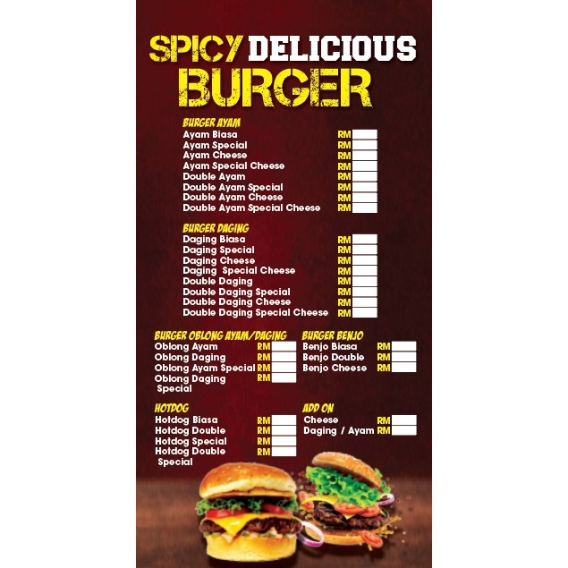 Sticker Cermin Stall Burger (MENU) | Shopee Malaysia