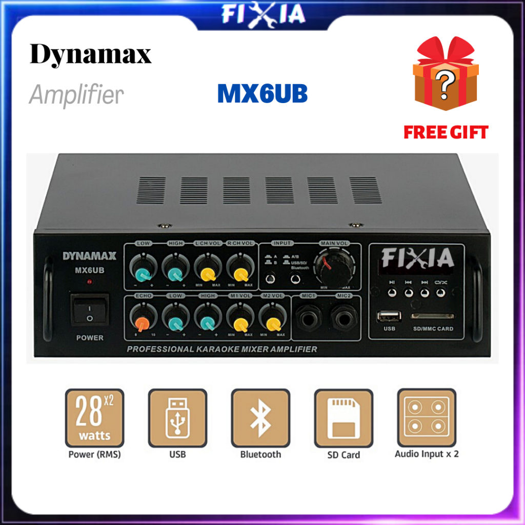 Dynamax MX6UB Bluetooth USB/SD/MP3 Professional Karaoke Swiftlet Mixer ...