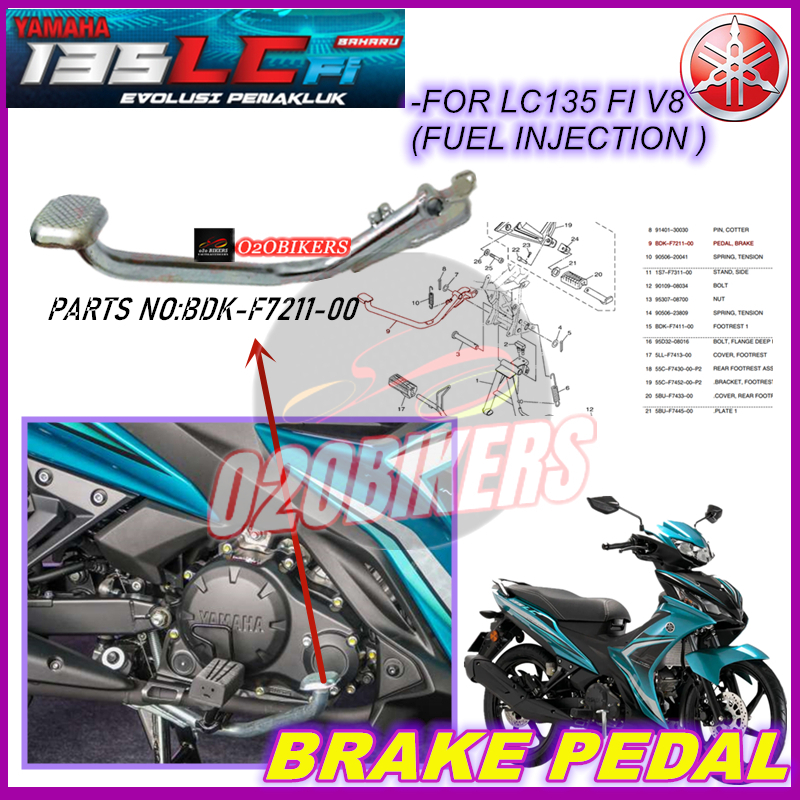 HLY YAMAHA LC135 FI LC 135 V8 FUEL INJECTION BRAKE PEDAL ORIGINAL BESI ...