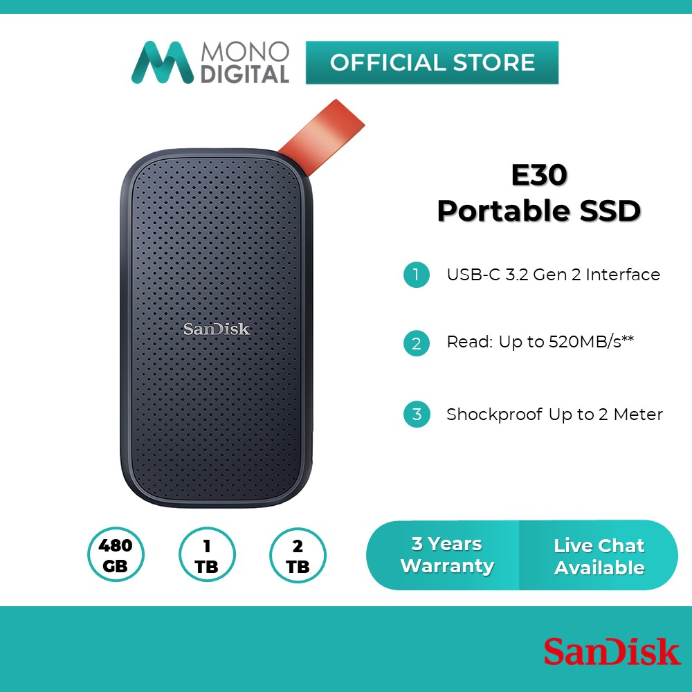 SanDisk Extreme Portable SSD (E61/E81/ E30) External SSD with USB-C 3.2 Interface | Shopee Malaysia