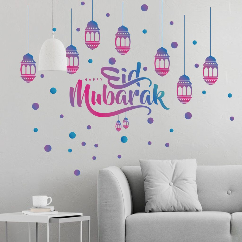Happy Eid Mubarak Pelekat Hiasan Selamat Hari Raya Decoration Raya ...