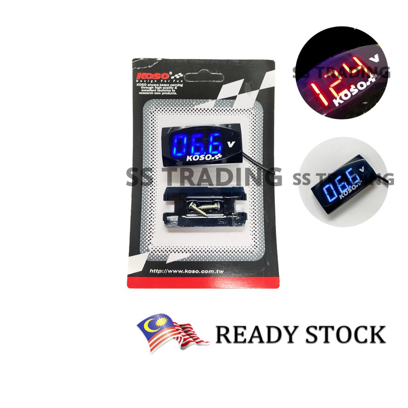 KOSO VOLTAGE METER 12V LED DIGITAL DISPLAY VOLTMETER CAR MOTORCYCLE ...